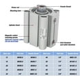 CDQ2B, CDQ2A Compact Cylinder Standard Double Acting Single Rod bore 16mm Stroke 5-50mm Internal ...