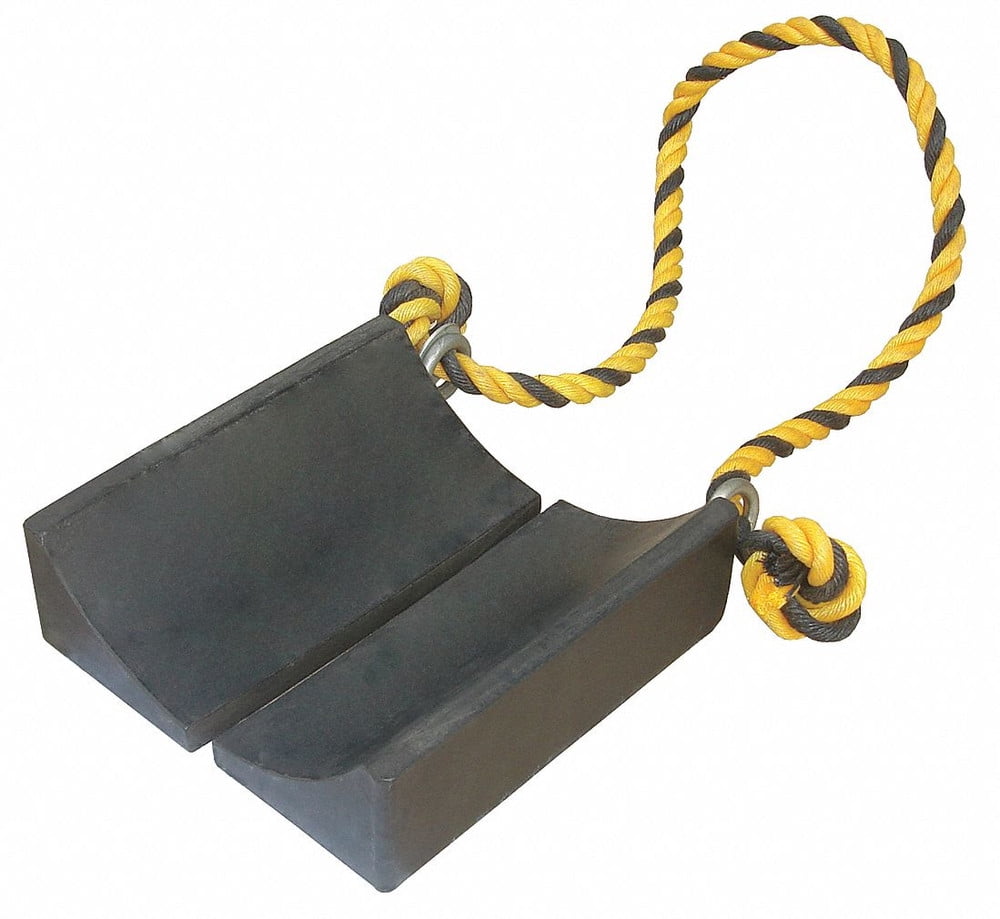 Sim Supply Wheel Chock,Molded Rbr w-Stl Grab,Black 22XW86 22XW86 ZO ...