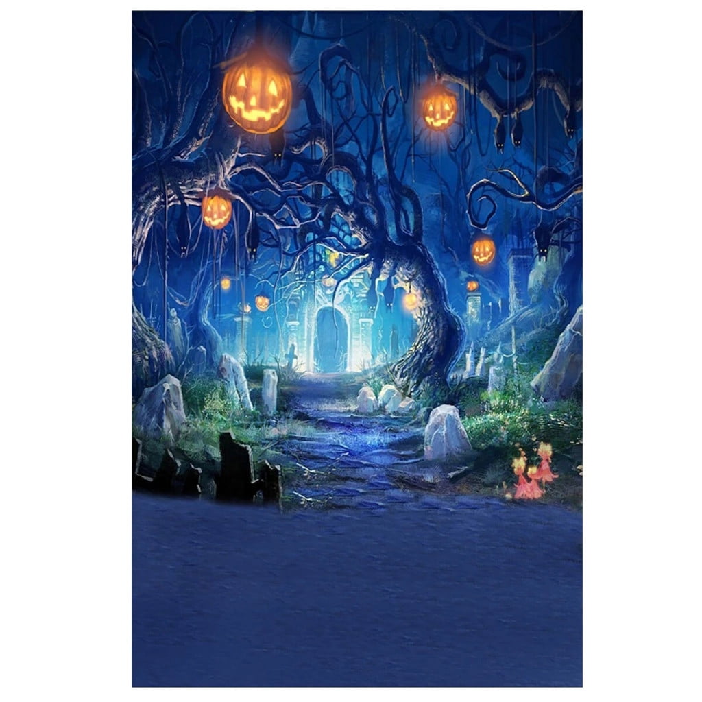 OAVQHLG3B Halloween Themed Photo Background 7x5ft Forest Scary Moon ...