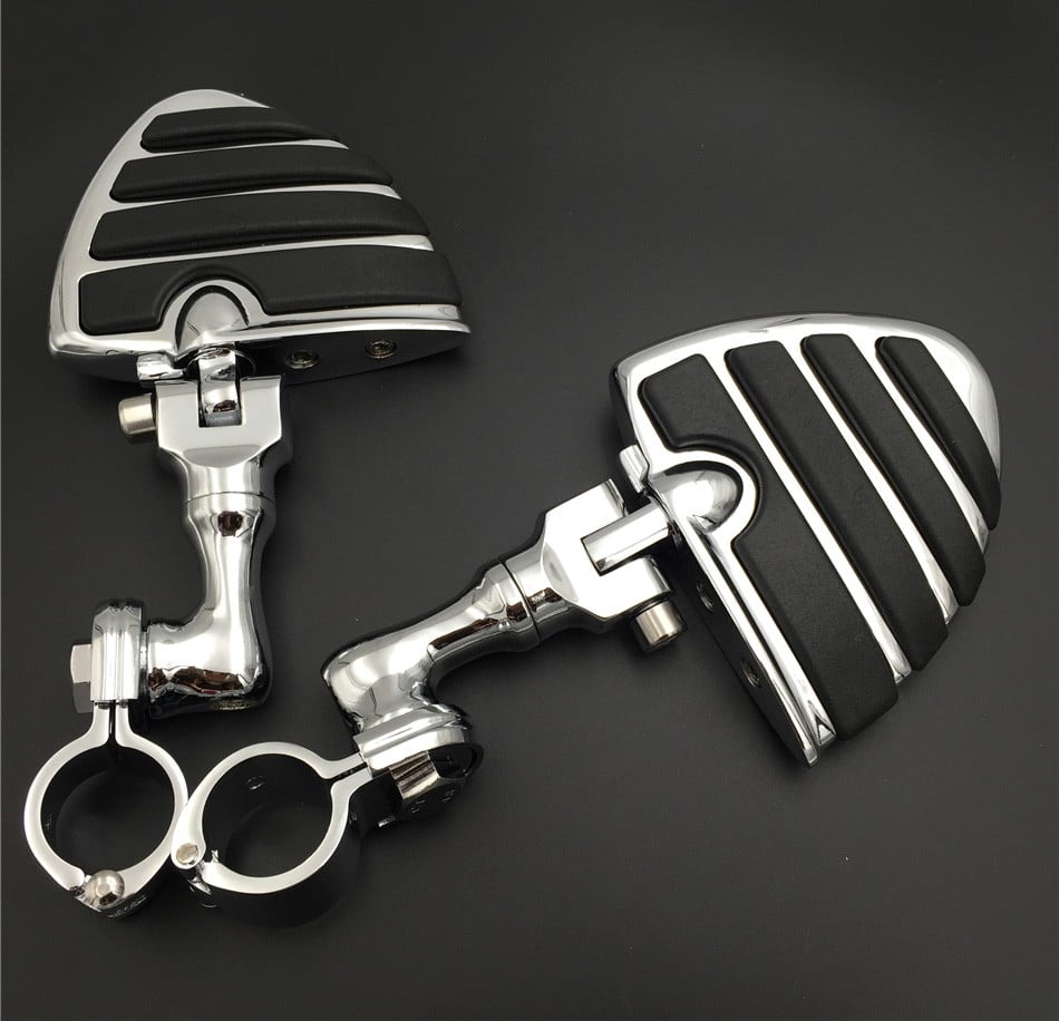 HTT-MOTOR Chrome Short Angled Adjustable Peg Mounting Kit U Shape Foot ...