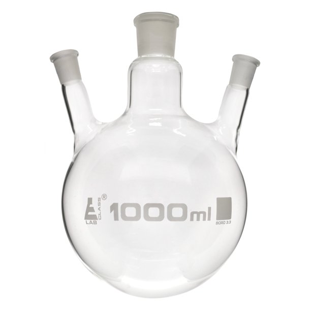 Distillation Flask with 3 Necks, 1000ml Capacity, 29/32 Center Socket ...