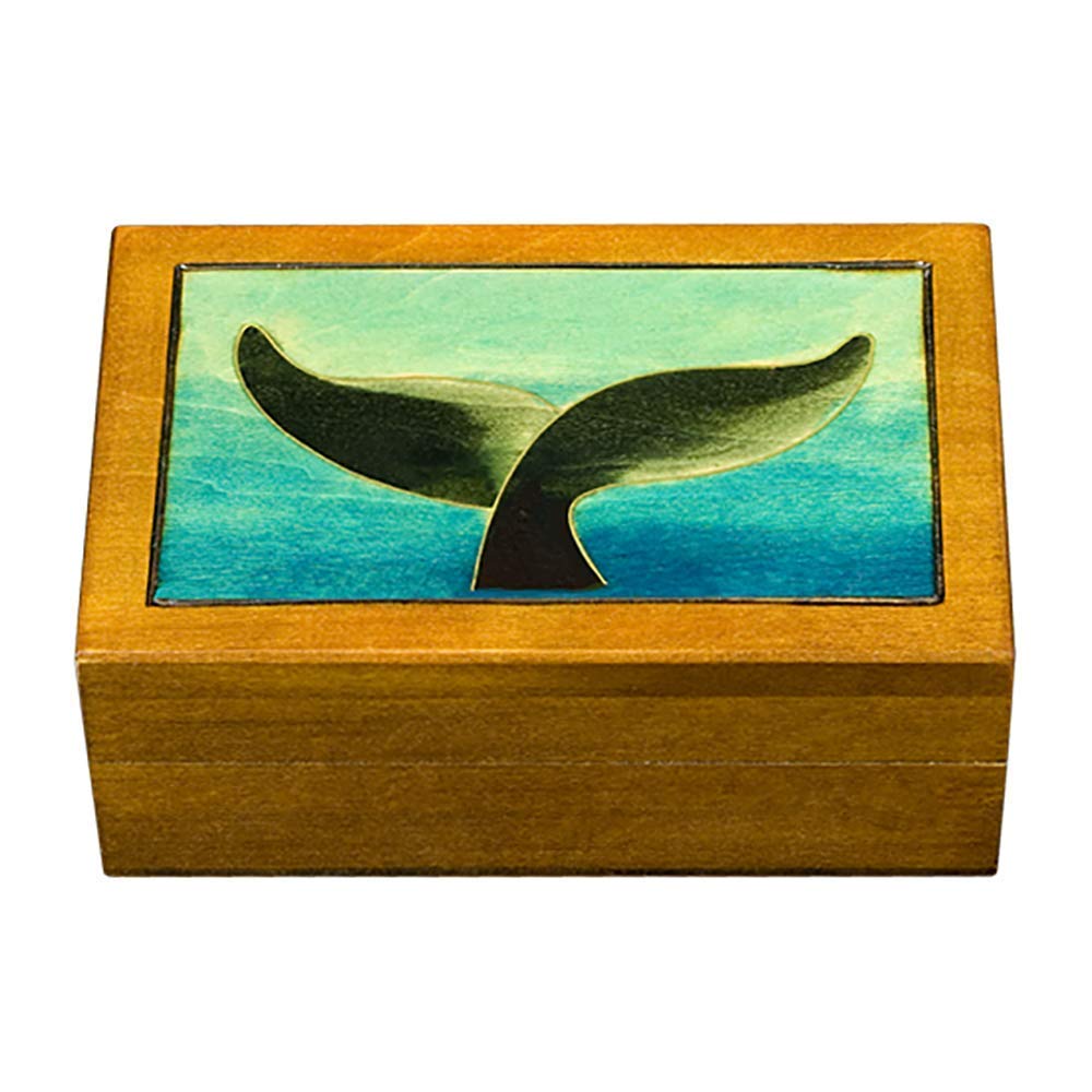 Whale's Tail Wood Box Handmade Linden Wood Ocean Sea Whale Keepsake ...