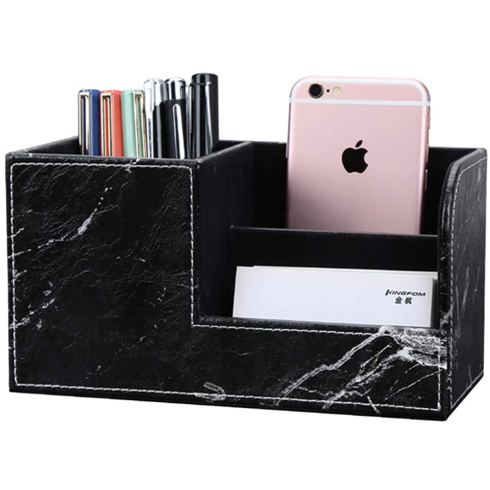 KINGFOM Pen Holder, PU Leather Desk Organizer Home School Office ...