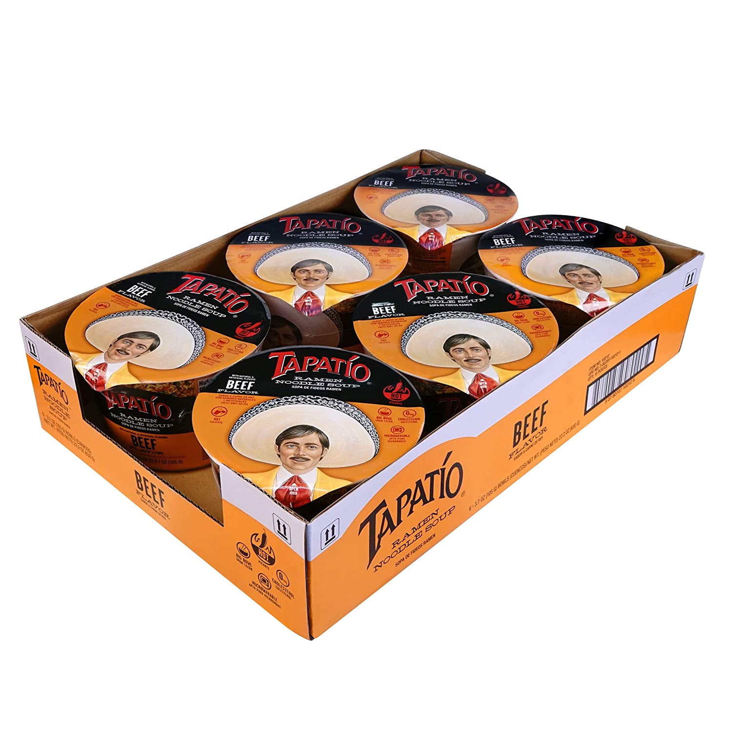 Tapatio Ramen Noodle Soup Big Bowl, 105g Beef Flavor (Bulk case of 6 ...