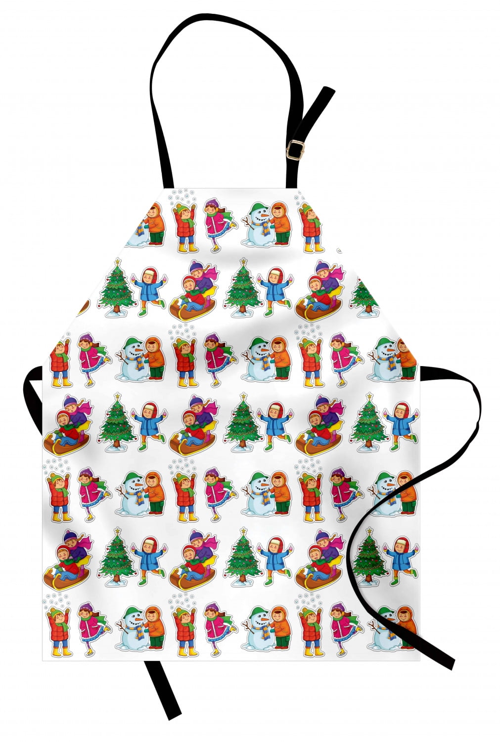 Winter Apron Kids in Winter Clothes Building Snowman Sledding and ...