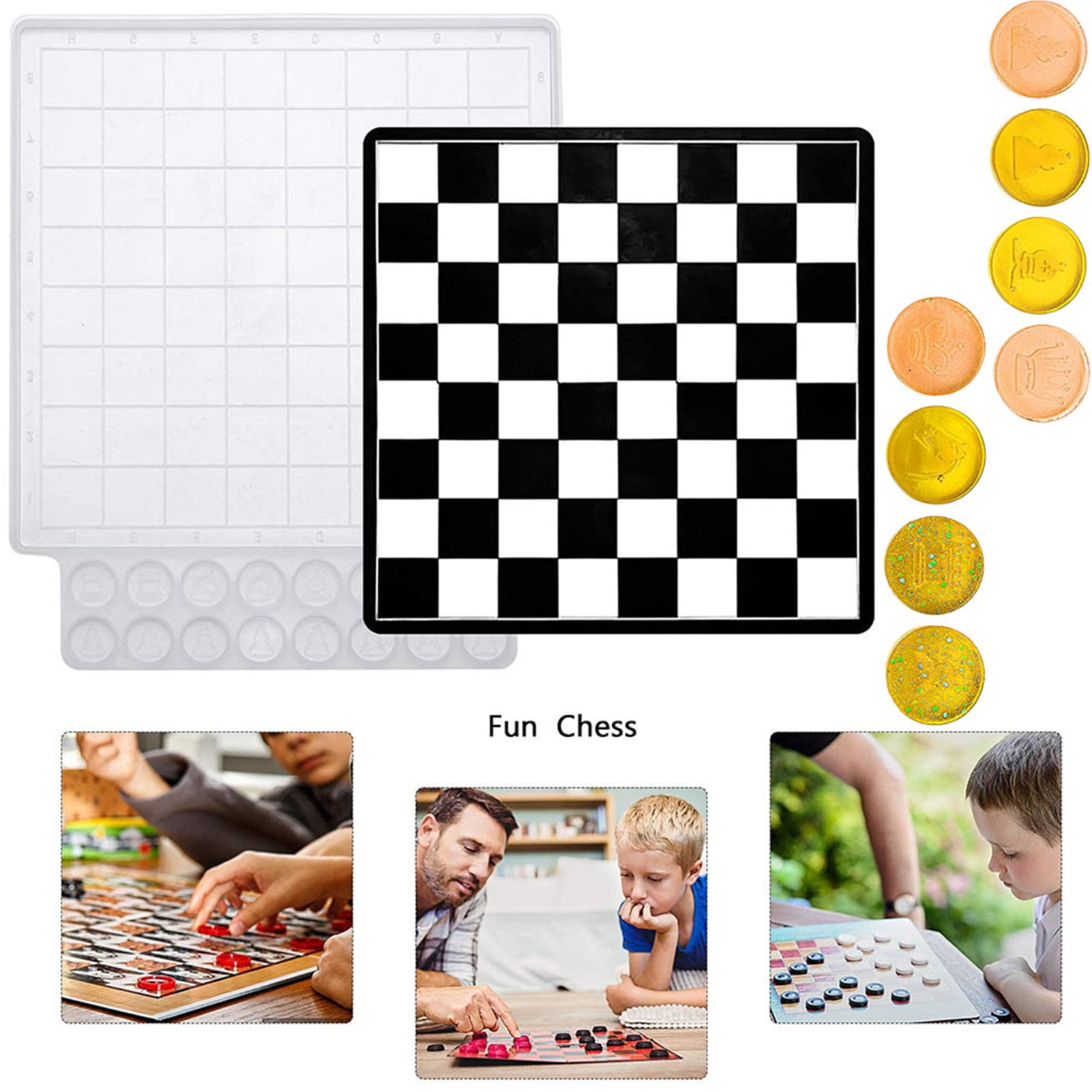 Chess Board Toy Mold - Eco-friendly White Checkers Mold, Easy to ...