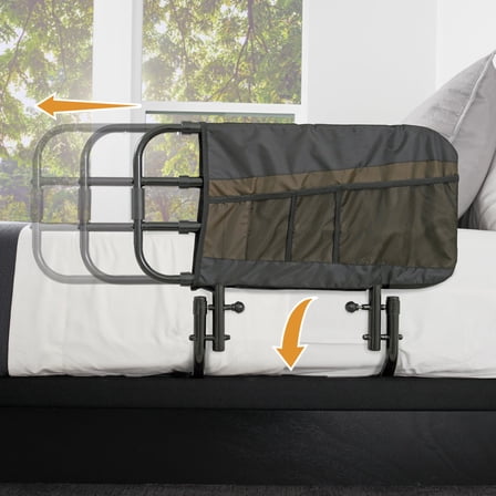 Stander 30inch Safety Bed Rail with Padded Pouch, Folding Guardrail for ...