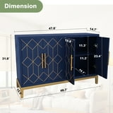 HLR 48" Modern Wood Credenzas & Sideboards with Gold Trim, Storage ...