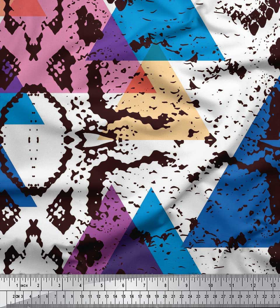 Soimoi Silk Fabric Animal Skin & Triangle Geometric Fabric Prints By ...