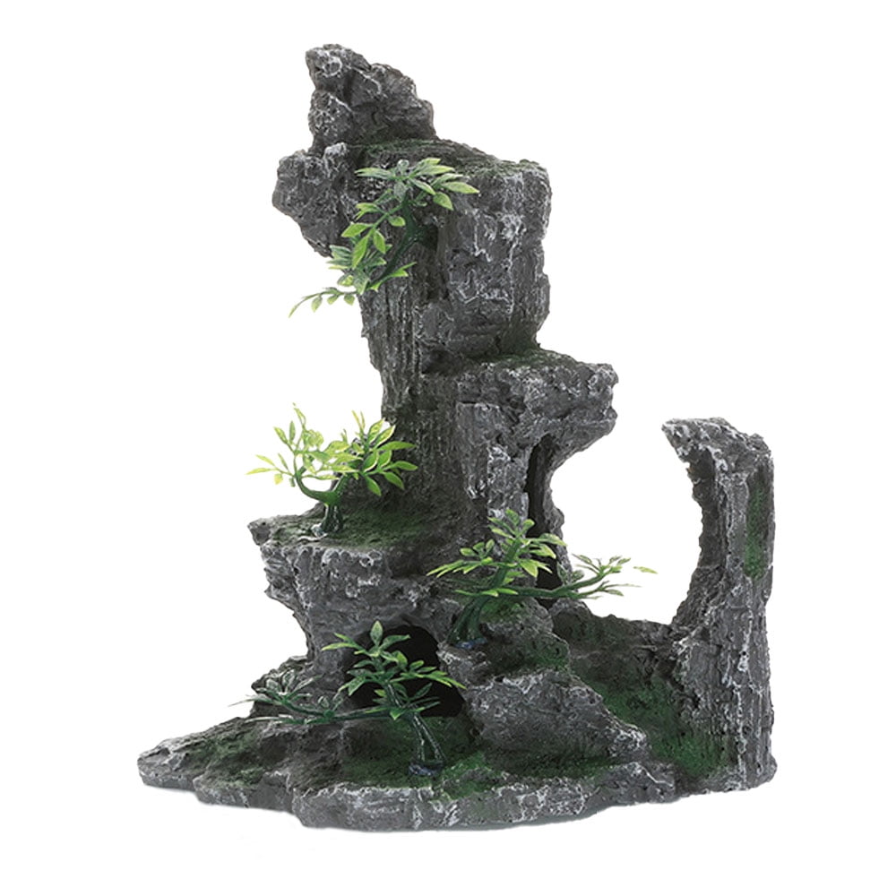 Large fish tank decoration, aquarium decoration tree house mountain ...
