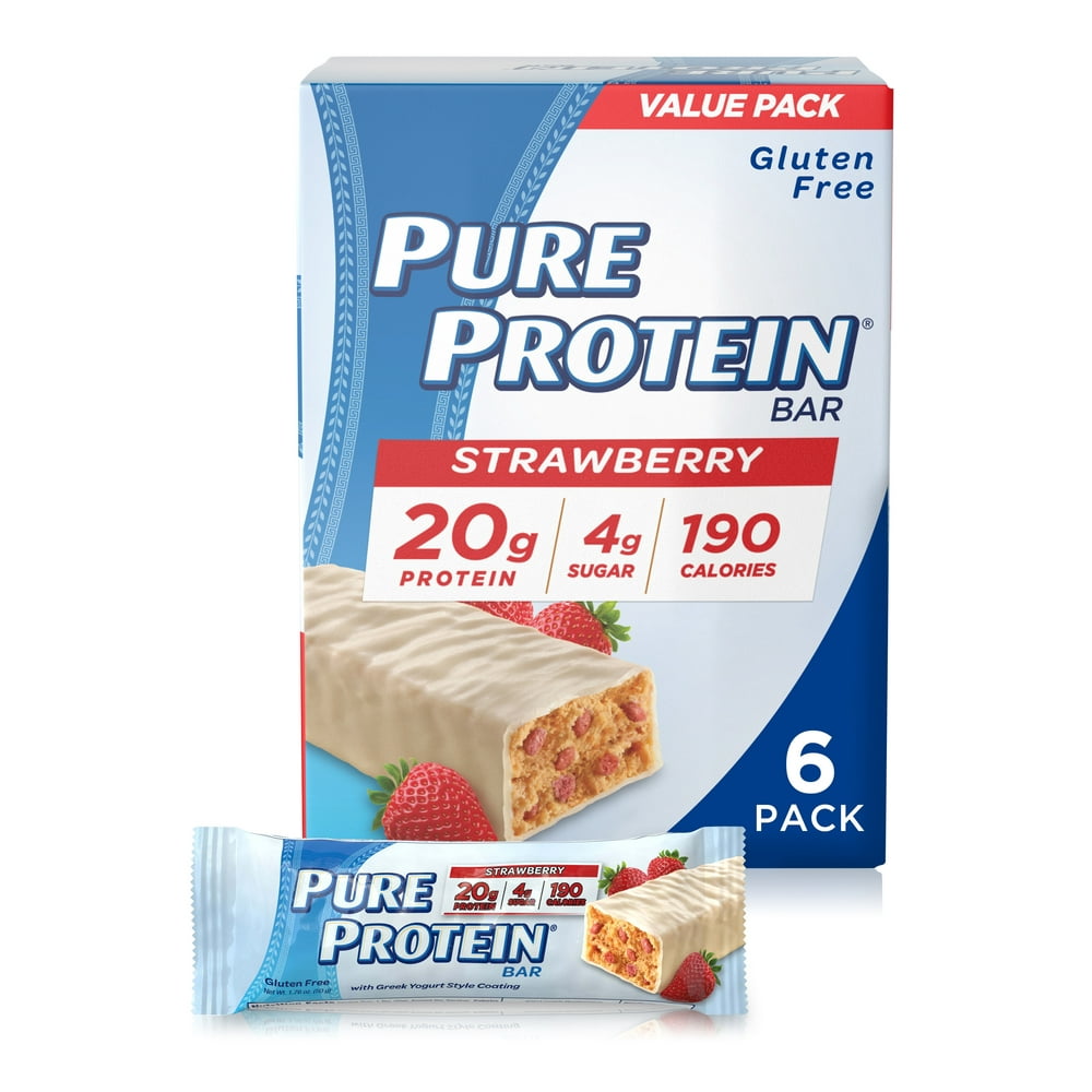 Pure Protein Bars, Strawberry Greek Yogurt, 20g Protein, 1.76 Oz, 6 Ct ...