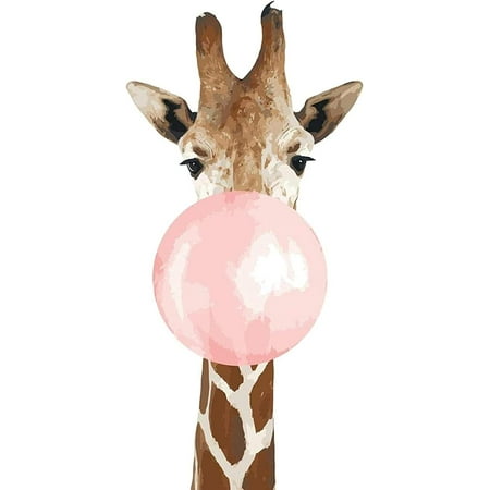 Paint by Numbers for Adults Giraffe Blowing Bubbles DIY Oil Painting ...