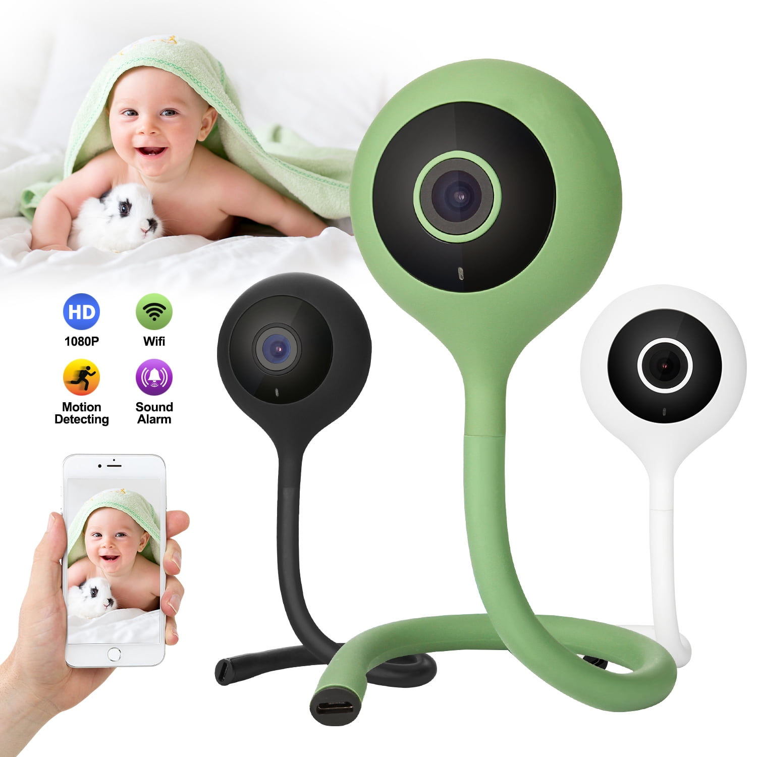 AGPtek Video Baby Monitor with WiFi for Home 2 Way Audio IR Night ...
