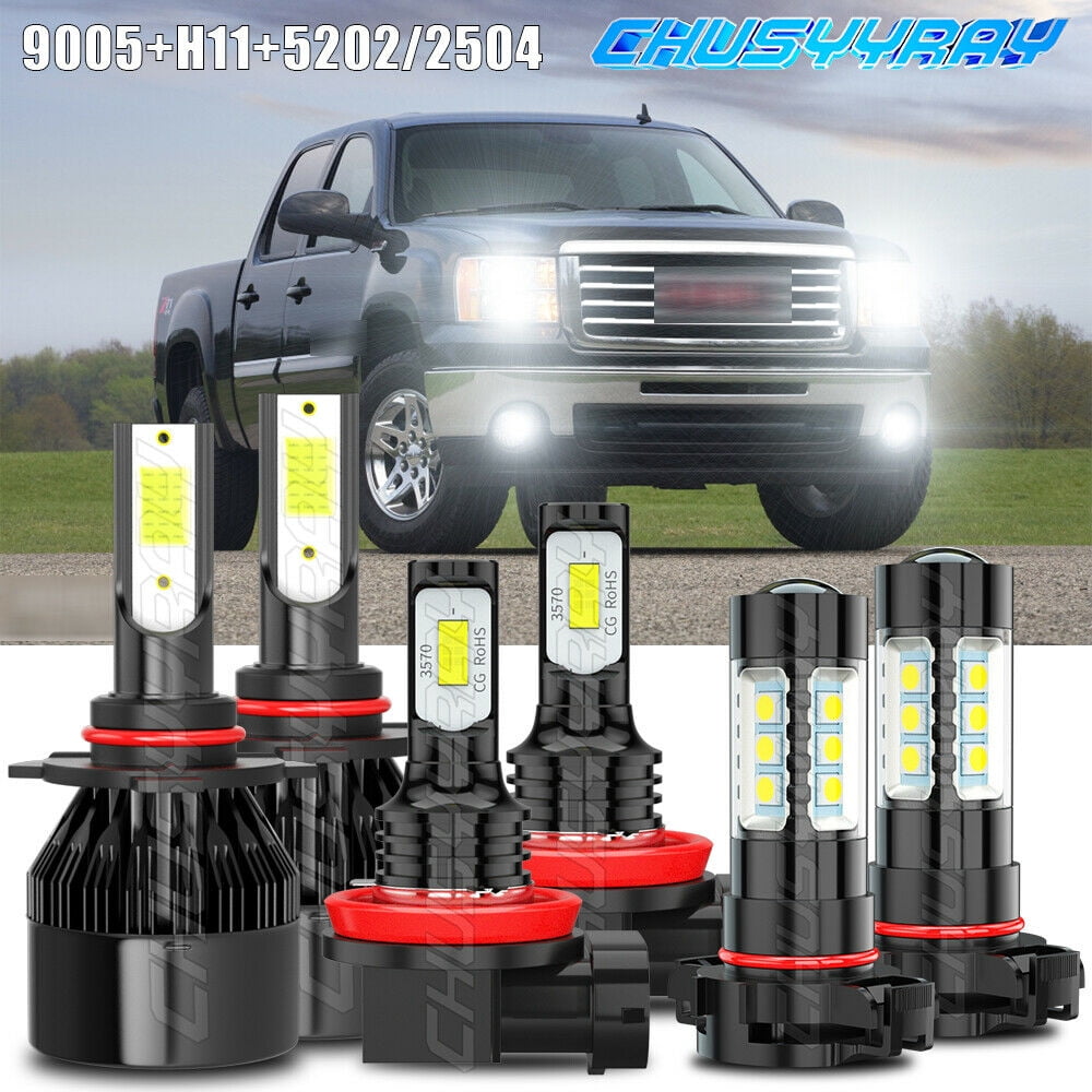 For GMC Canyon 2015 2016 2017 2018 LED Headlight Hi/Low + Fog Bulbs ...