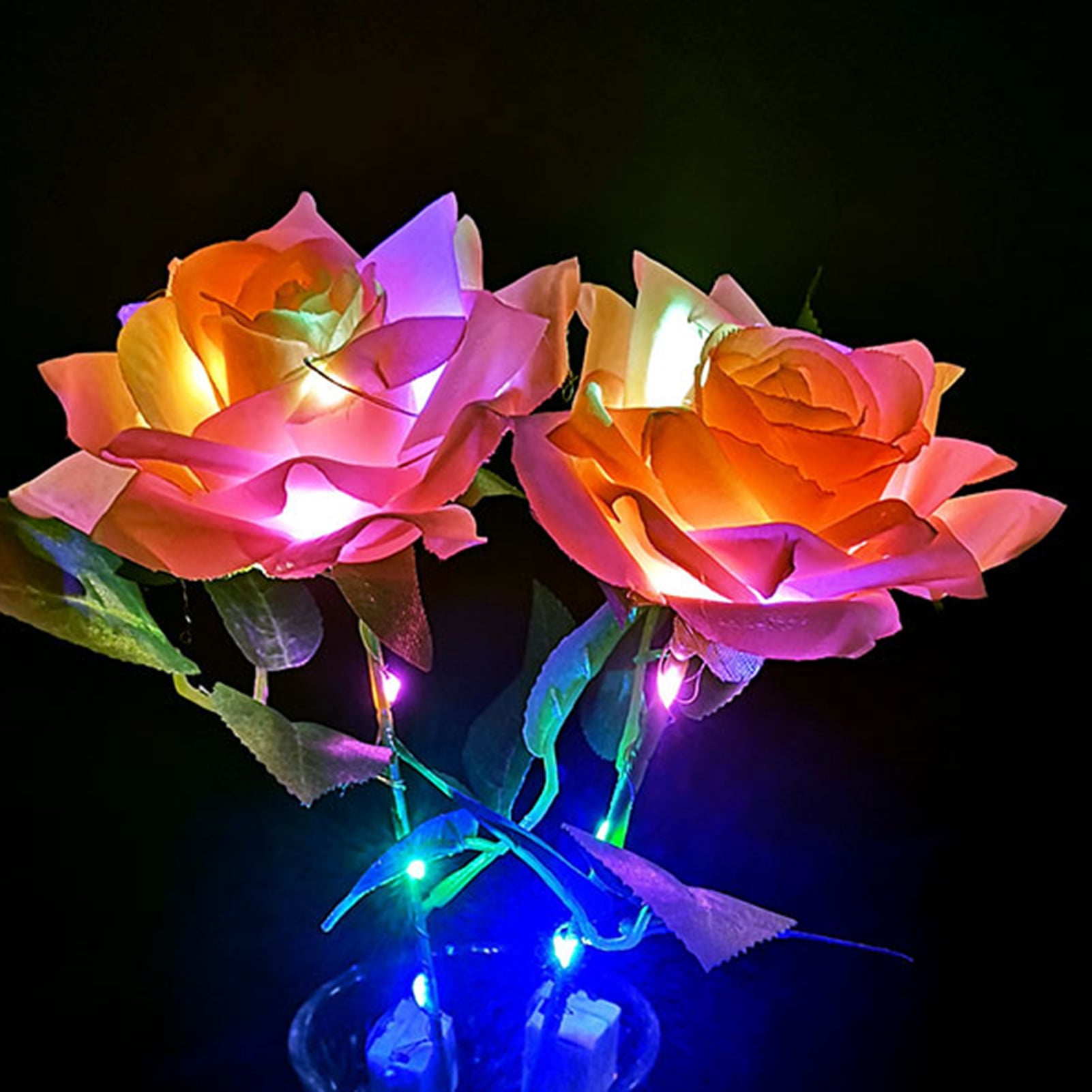 Dengjunhu 4Pcs Valentine's Day LED Glowing Colorful Rose Birthday Gifts ...