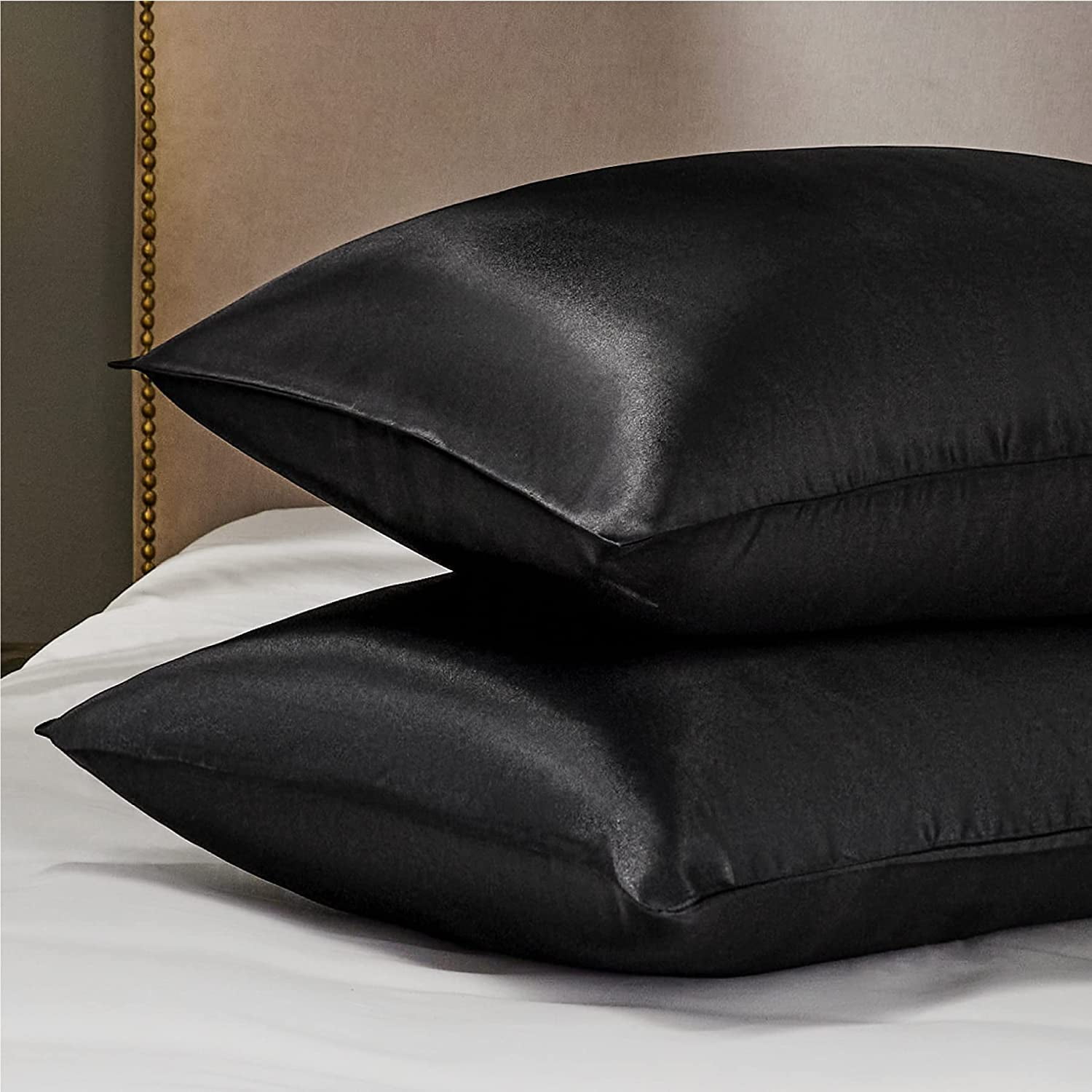 Bedsure Queen Satin Pillowcase 2 Pack with Envelope Closure for Hair ...