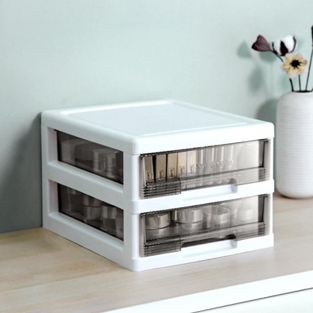 2 Tier Desktop Drawer Organizer Desk Plastic Storage Boxes Containers ...