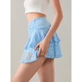Blue Womens Lace Mini Skirt With Tiered Ruffle Layered Flowy Design ...