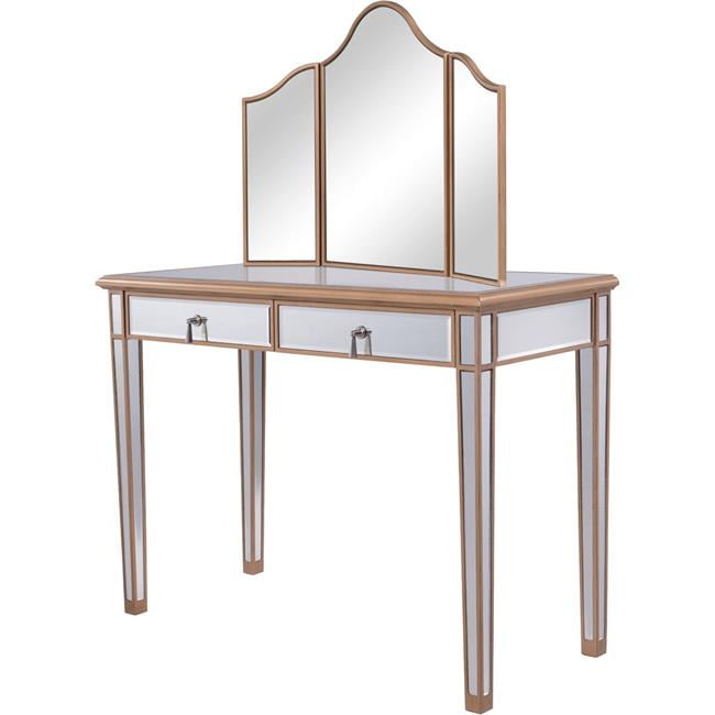 Vanity Table Set-Hand Rubbed, Antique Gold - 42 x 18 x 31 in. - Walmart.com