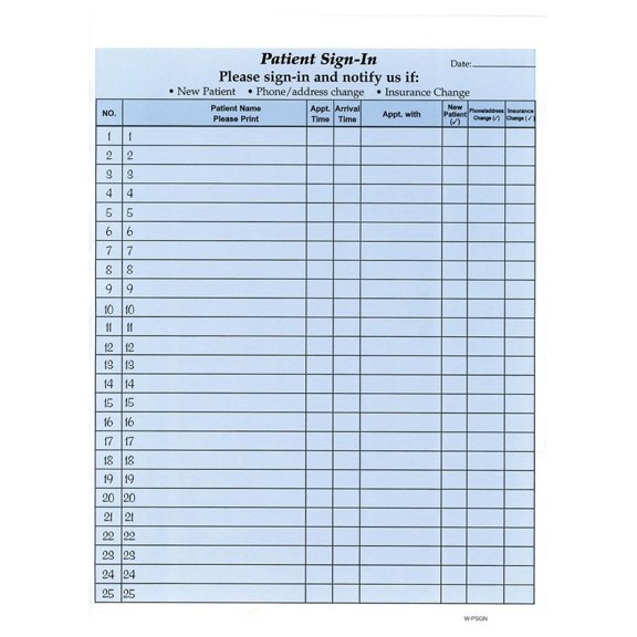 Tabbies Patient Sign-In Label Forms 8 1/2 x 11 5/8 125 Sheets/Pack ...