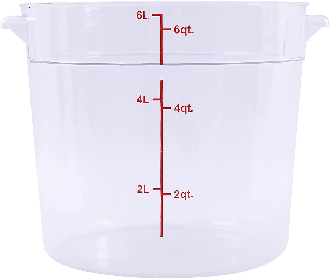 Casipan 6 QT. Clear Round Storage Box Container with Red Gradations ...