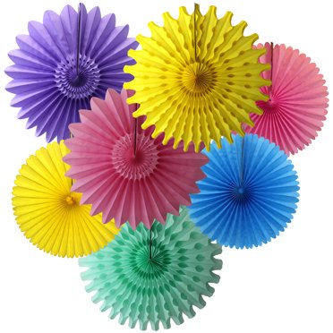 7-Piece Tissue Paper Fans, Mermaid Mix, 13-18 Inch - Walmart.com