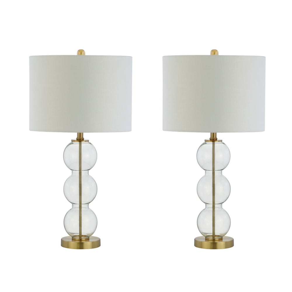 Bella 27" Glass Triple-Sphere LED Table Lamp, Clear/Brass (Set of 2 ...