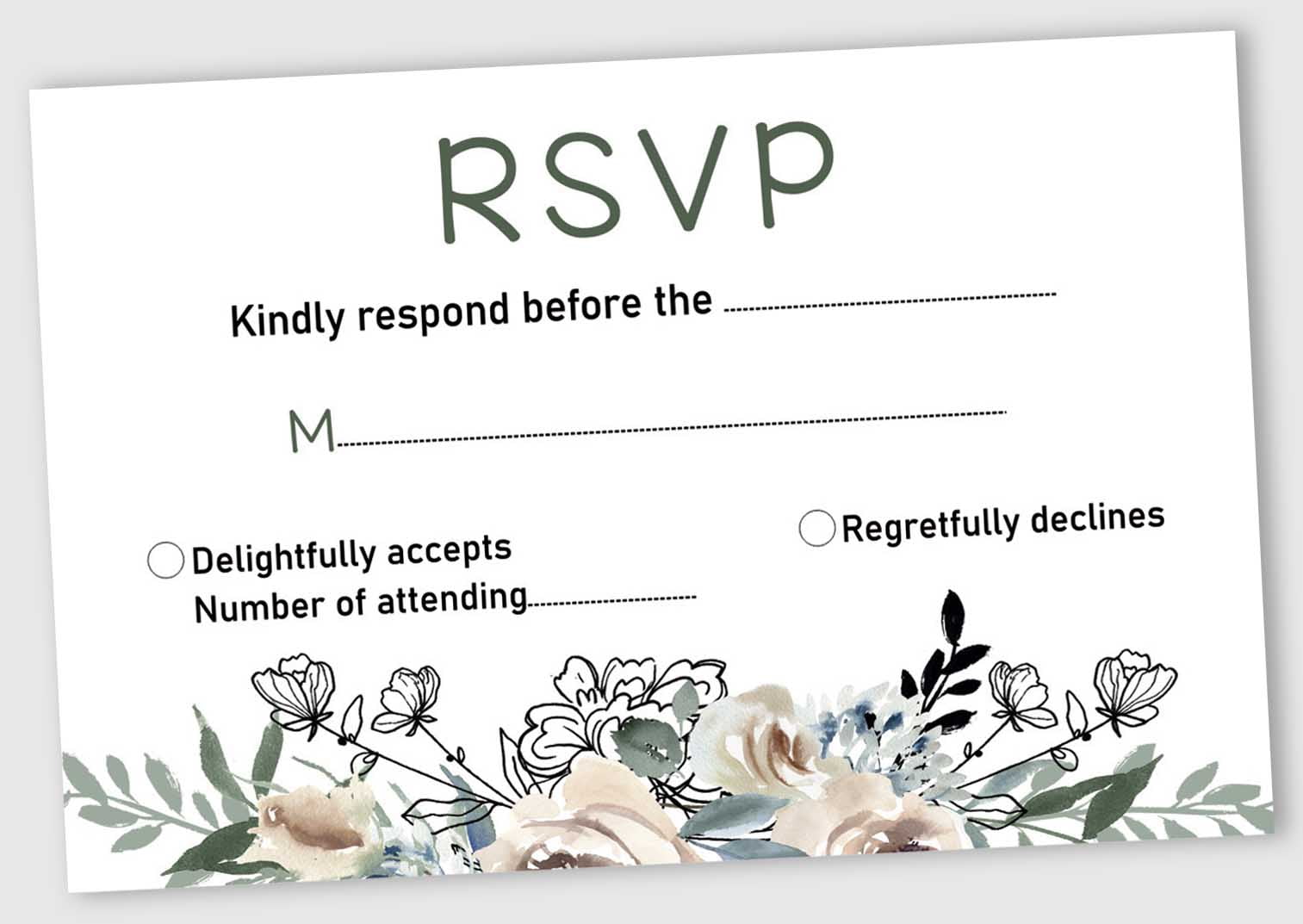 Inkdotpot 50 Blank RSVP Cards With White Envelopes-Floral Style ...