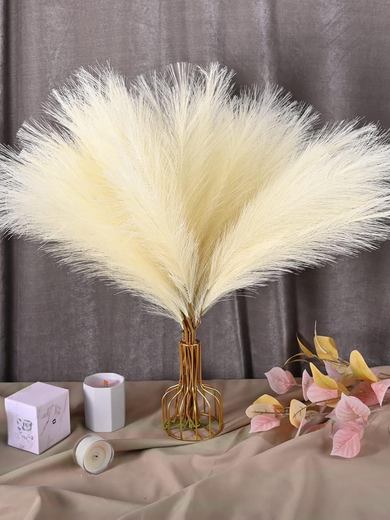 12Pcs/Set Faux Pampas Grass, Grey Artificial Pampas, Boho Decor ...