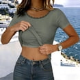cfhntfmh Women's Ribbed Crop Tops with Built-In Bra Short Sleeve Round ...