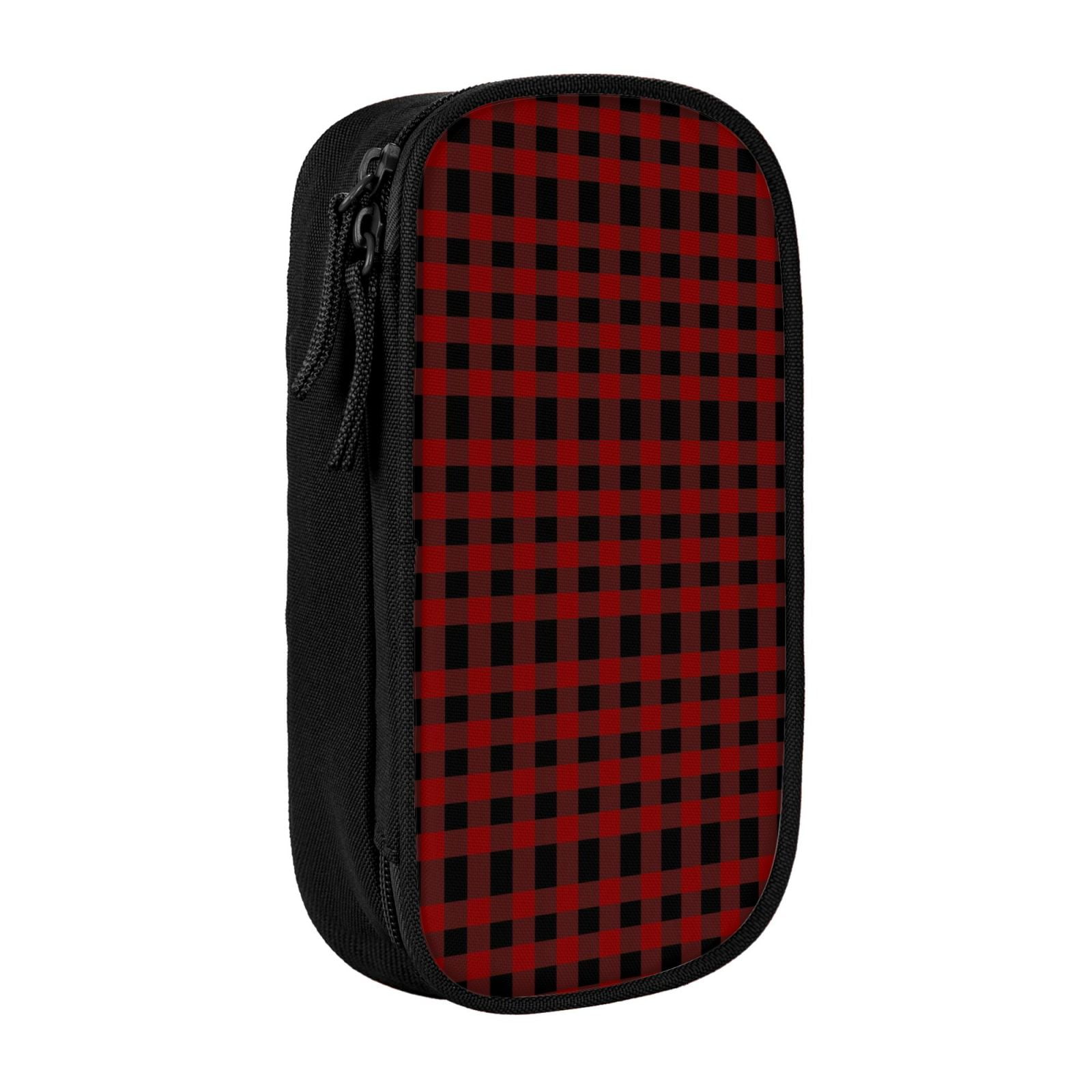 XMXY Red Tartan Checkered Pencil Case Cute Aesthetic, Portable Pencil ...