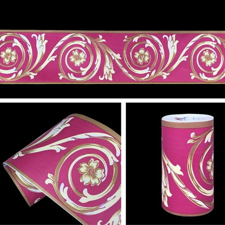 Red Wallpaper Border Peel and Stick Floral Bathroom Kitchen Tile ...