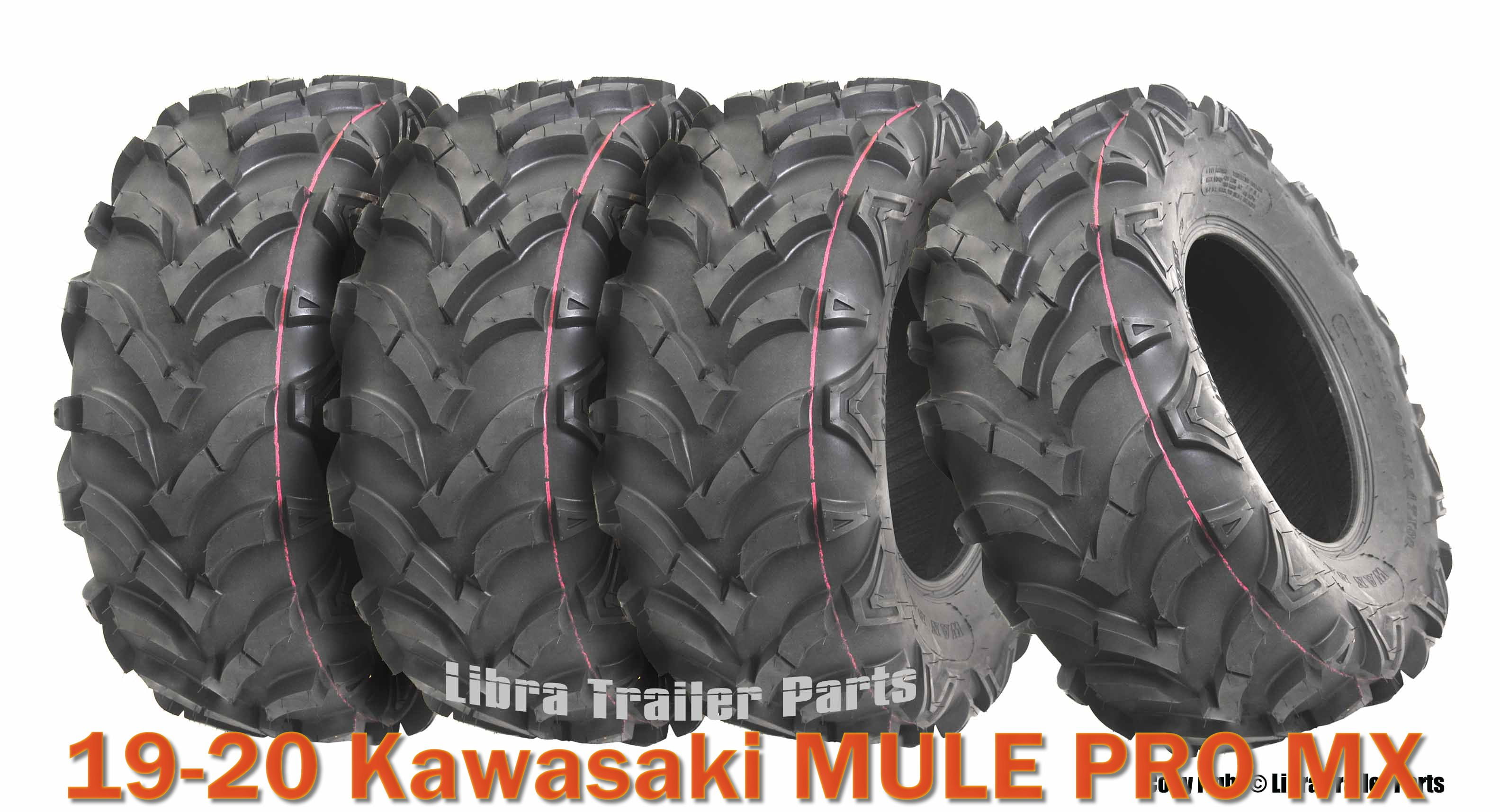 19-20 Kawasaki MULE PRO MX Full Set 4 ATV tires 25x10-12 P341 Solid Mud ...