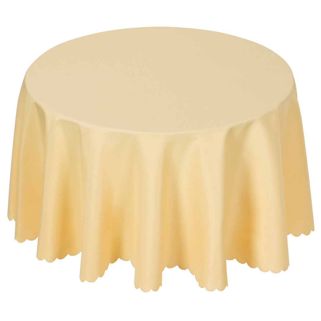 70.8" Beige Round Tablecloth, Heavy Duty Wrinkle Free Polyester Fabric ...