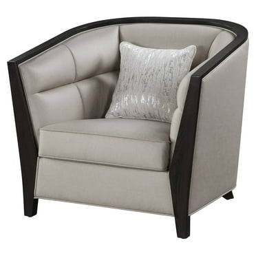 ACME Pyroden Sloped Arm Tufted Accent Chair in Black and Chrome ...