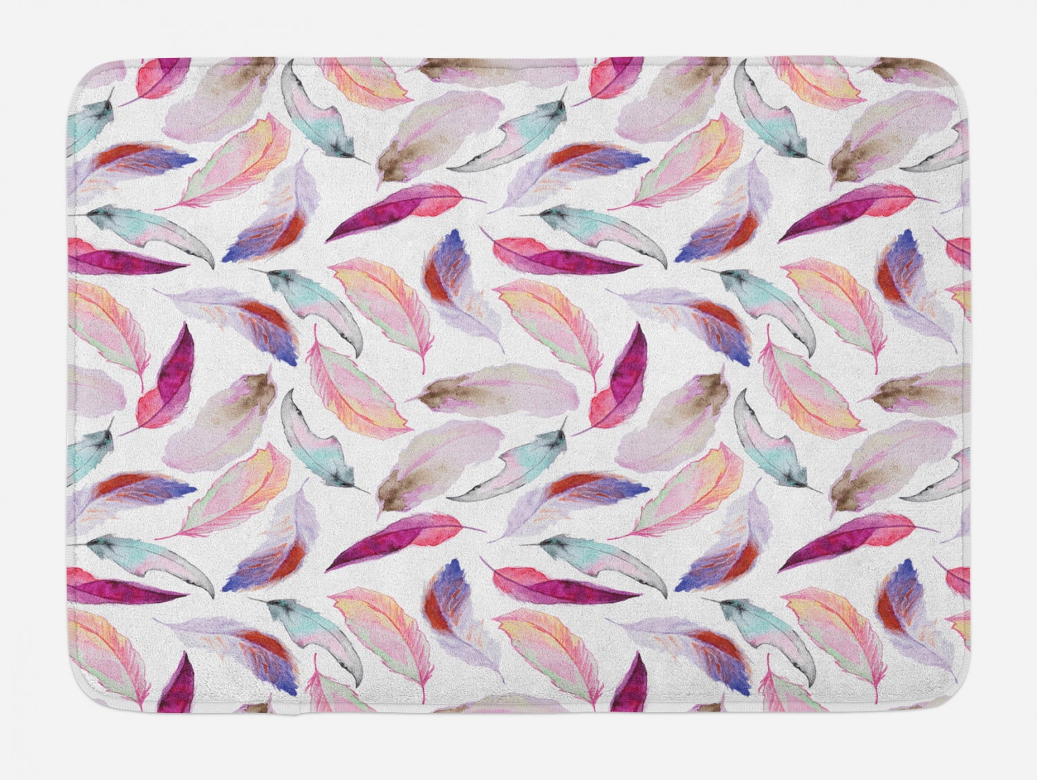 Feathers Bath Mat, Mix Feather Motifs in Romantic Feminine Inspired ...