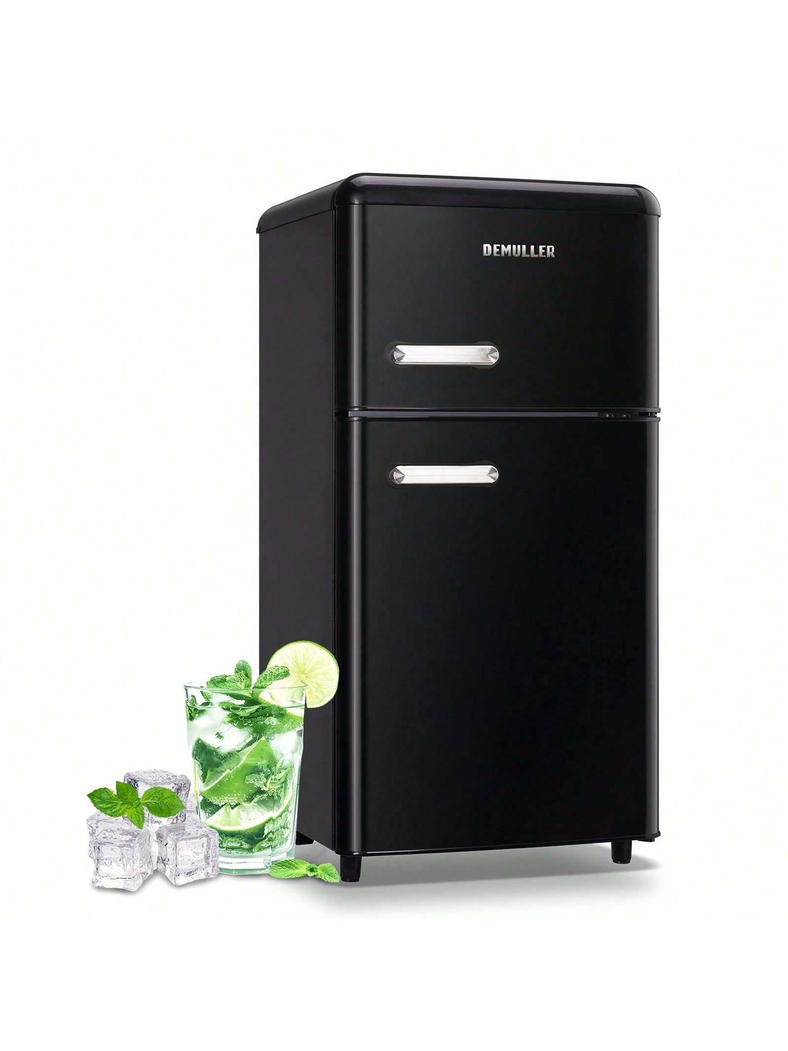 DEMULLER Mini Refrigerator Dual Door Fridge with Handle Adjustable ...