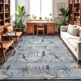 Blue Grey Nautical 2.7x5ft Non Slip Area Rug Vintage Boats Seaports ...
