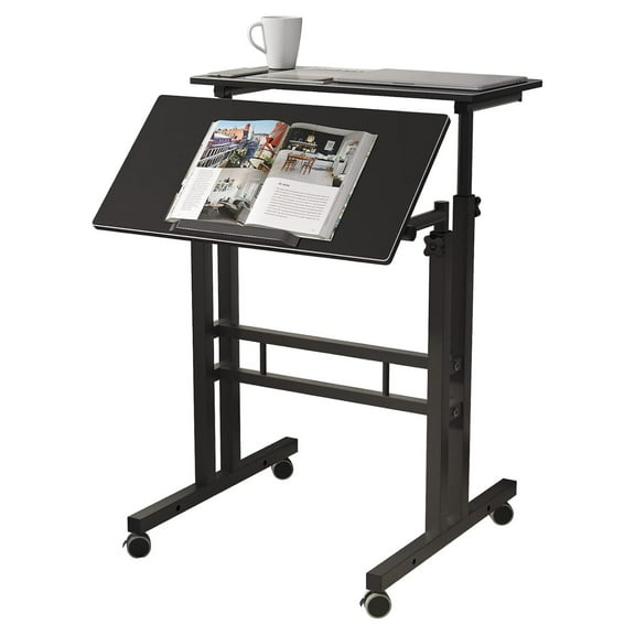 CometMin 28 inch Mobile Standing Desk with Wheels, Adjustable Height ...
