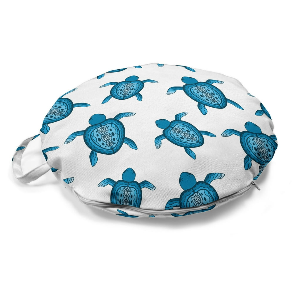 Turtle Round Floor Cushion with Handle, Aboriginal Style Animal Native ...