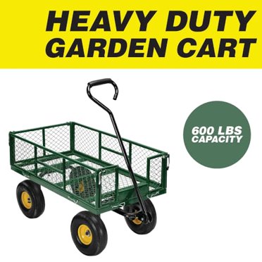 LuckyerMore Foldable Steel Garden Cart with Utility Wheels, Heavy-Duty ...