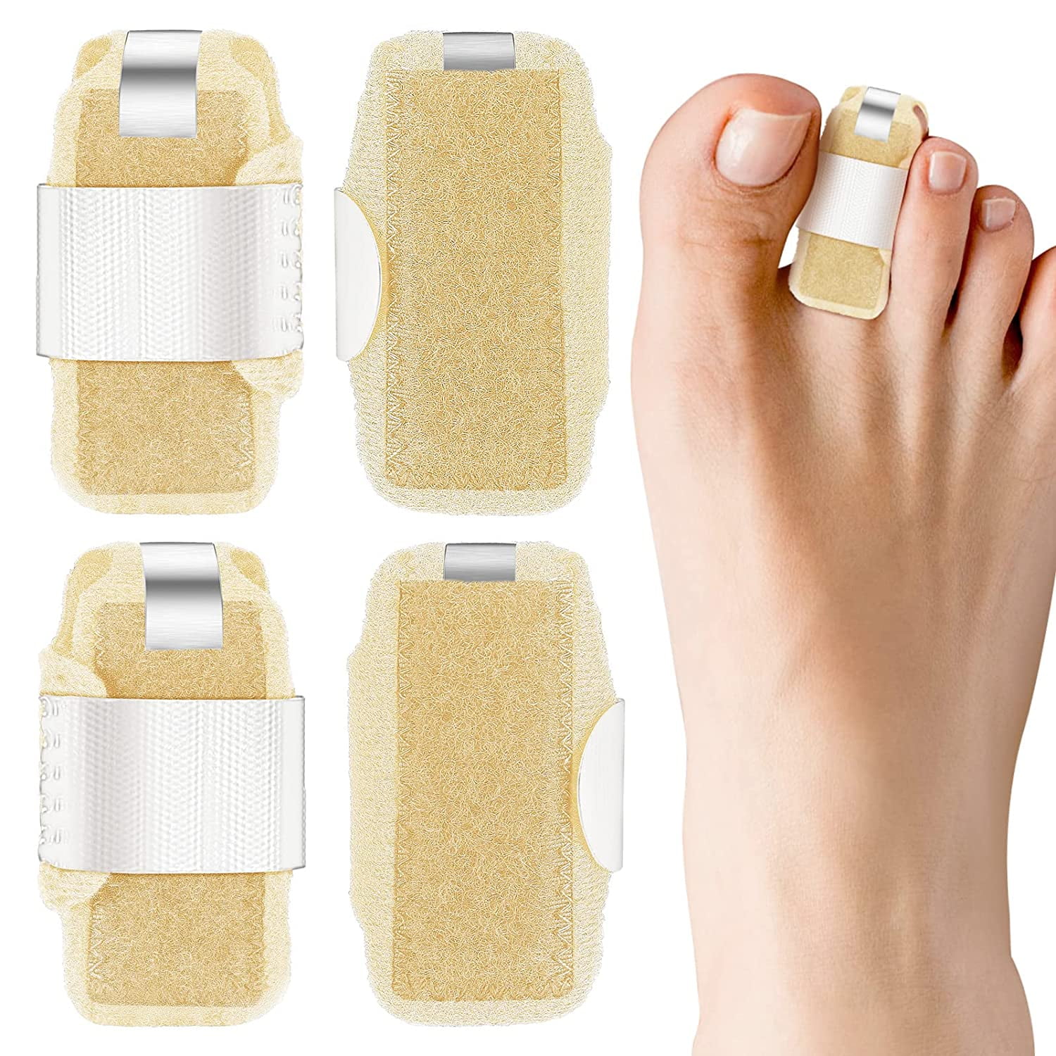 Scheam 4Pcs Toe Splint Broken Toe Brace Toe Straightener for Hammer Toe ...