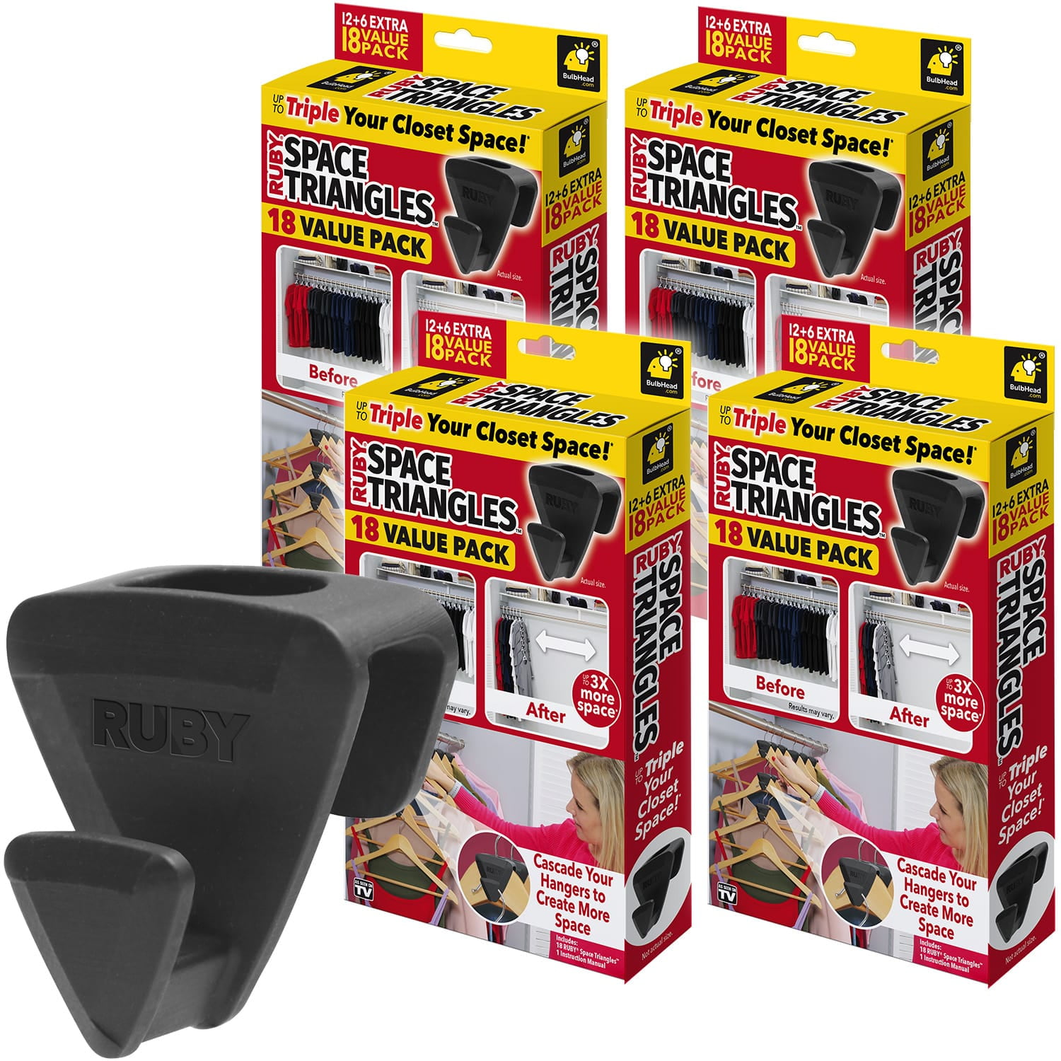 RUBY Space Triangles AS-SEEN-ON-TV, Creates Up to 3X More Closet Space ...