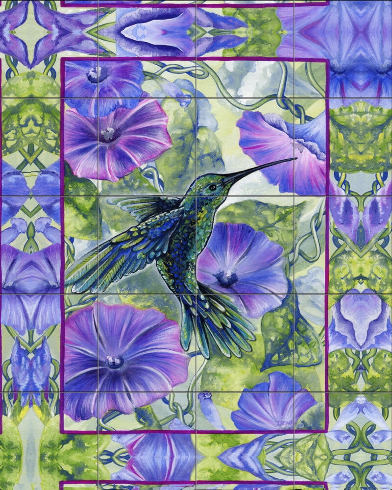 Tile Mural Kitchen Backsplash - Morning Glory-DF - by Denise Freeman ...