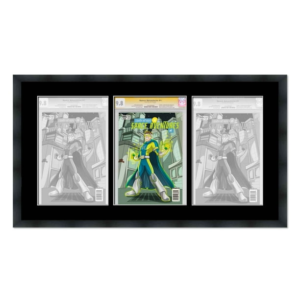 Black Comic Book Frame with Black Mat - 3 Openings to Display 3 CGC ...