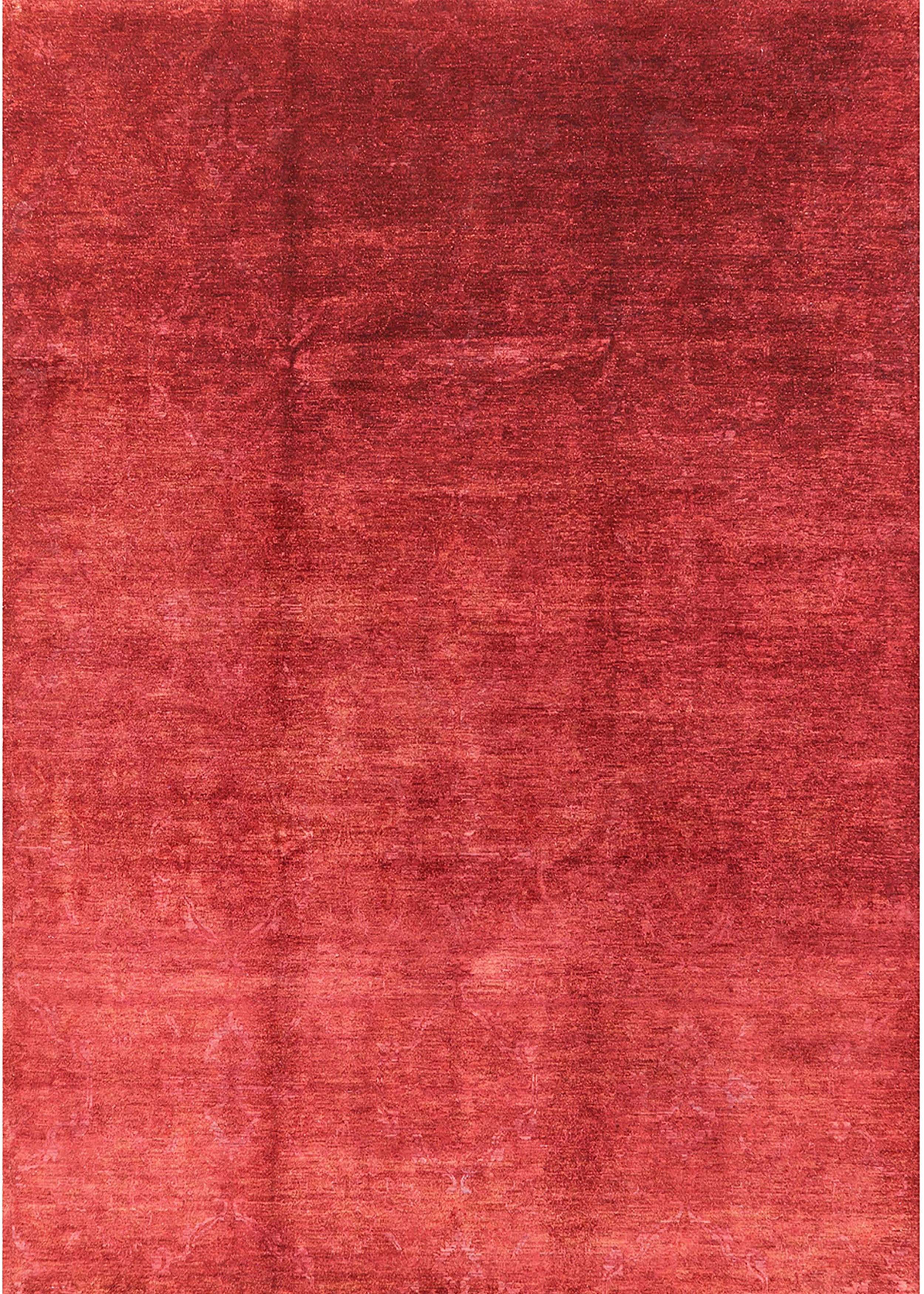Ahgly Company Indoor Rectangle Mid-Century Modern Red Oriental Area ...