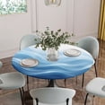 Blue Ombre Round Fitted Table Cover Abstract Modern Gradient Ripple ...