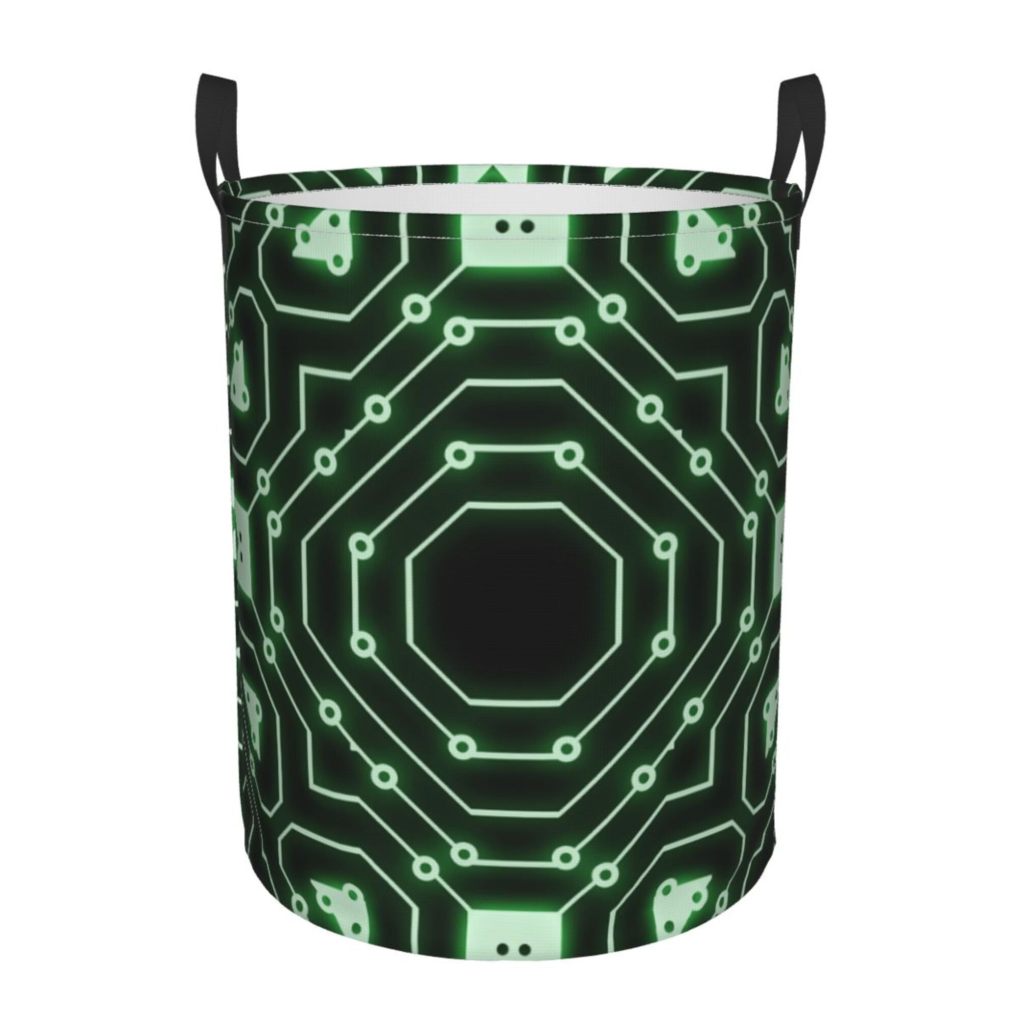 LNWH Laundry Basket Organizer, Green Chip Circuit Pattern Foldable ...