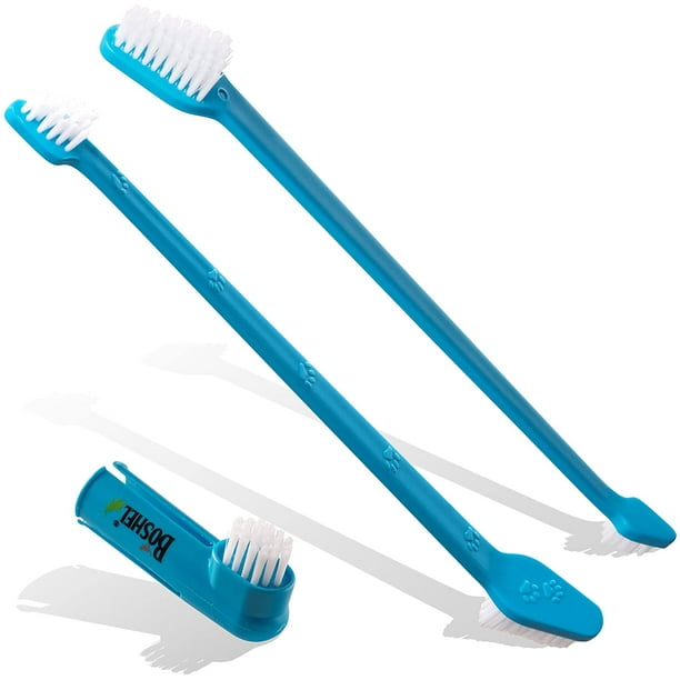 Boshel Dog Toothbrush Pack - 2 Long Handled Dual Headed Toothbrushes ...