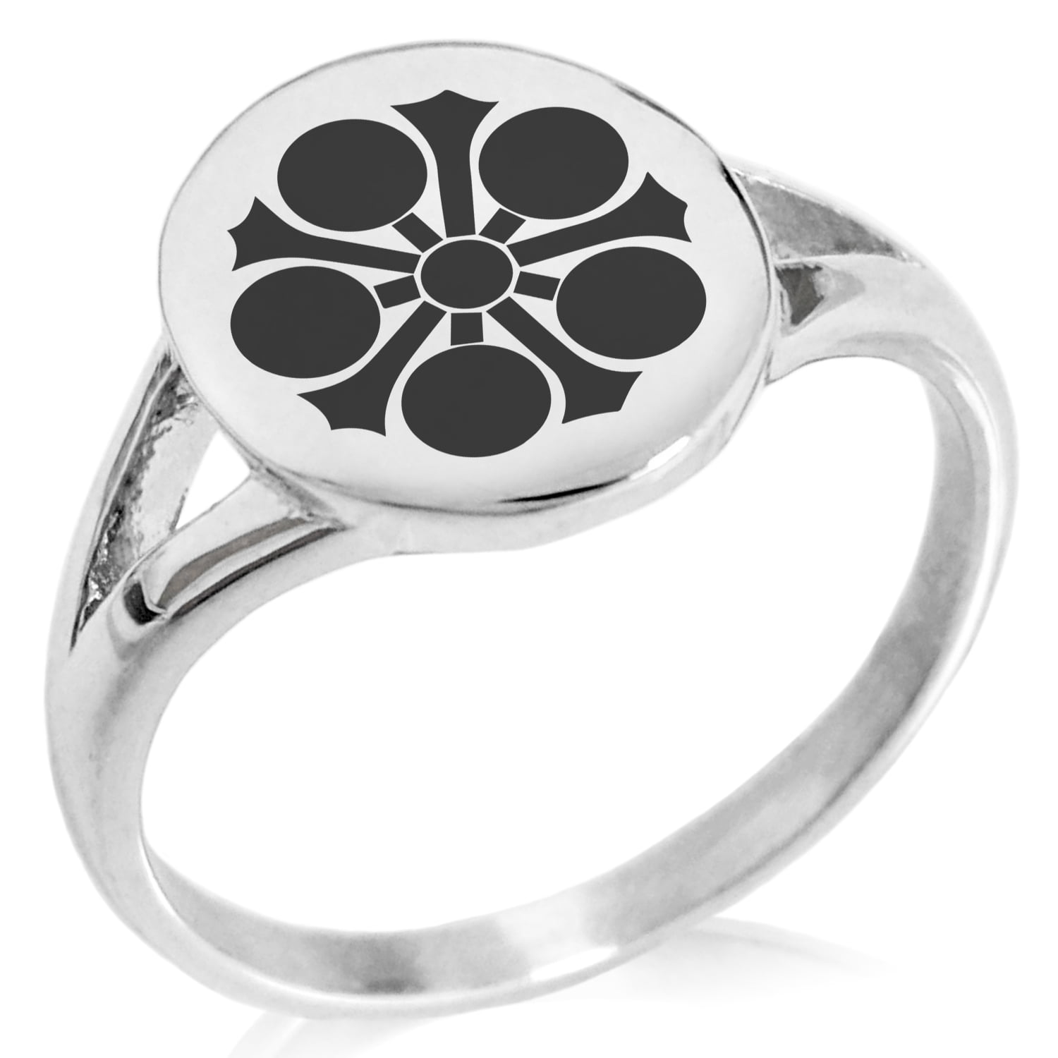 Stainless Steel Sagara Samurai Crest Minimalist Oval Top Polished ...